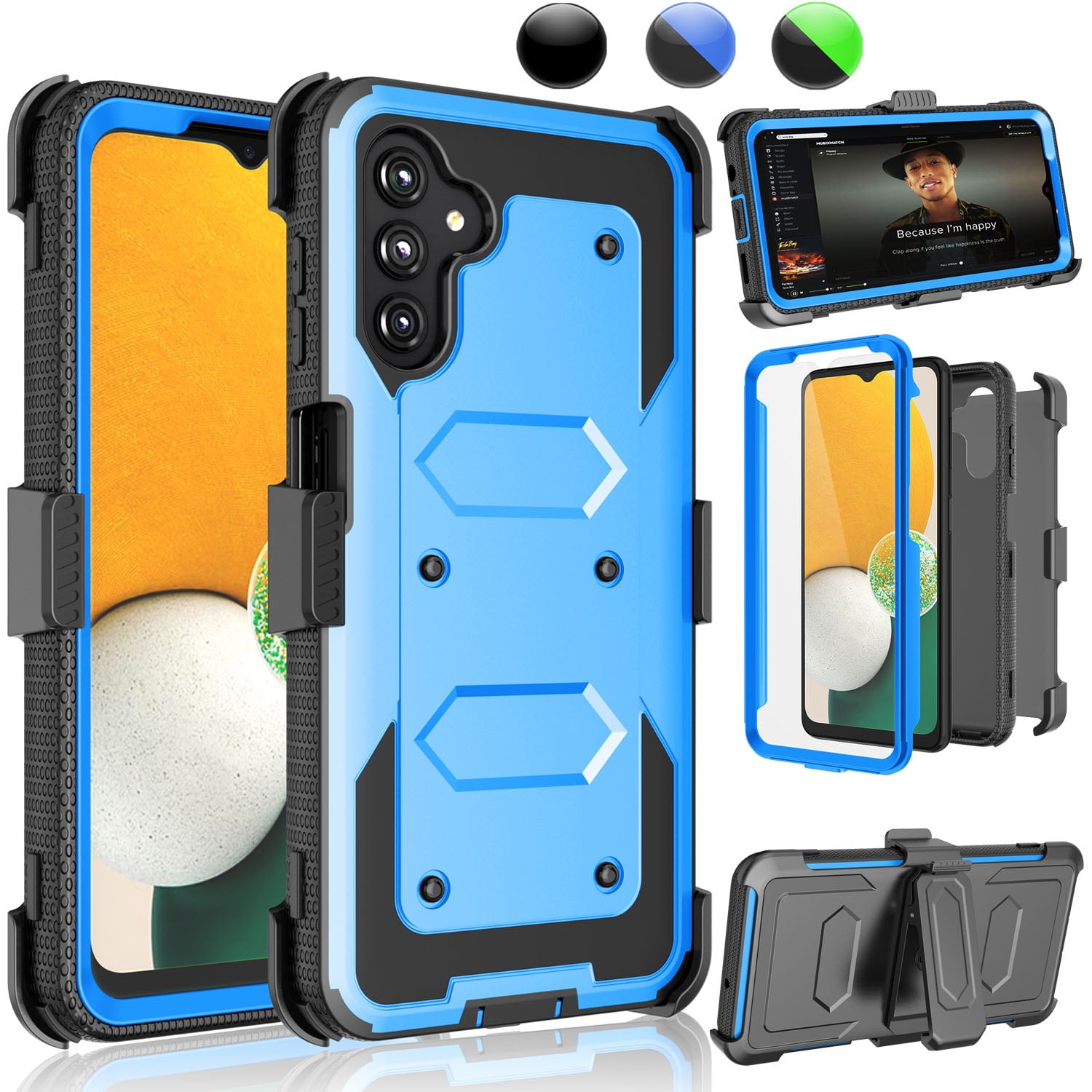 Cell Phone Case For Samsung Galaxy A13 5G, Heavy Duty Phone Case [Built-in Screen Protector ...