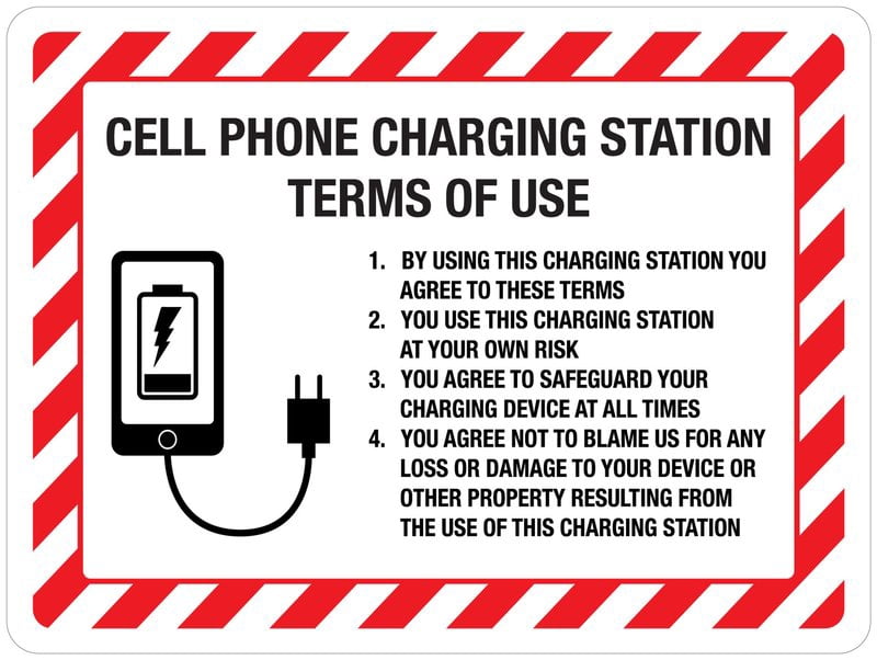 Cell Phone Charging Station Terms Of Use Retro Aluminum Sign Metal Tin ...