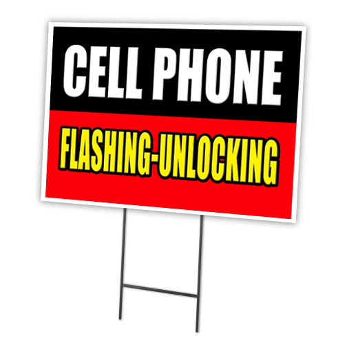 Cell Phone Flashing Un 24" x 36" Yard Sign & Stake | Advertise Your ...