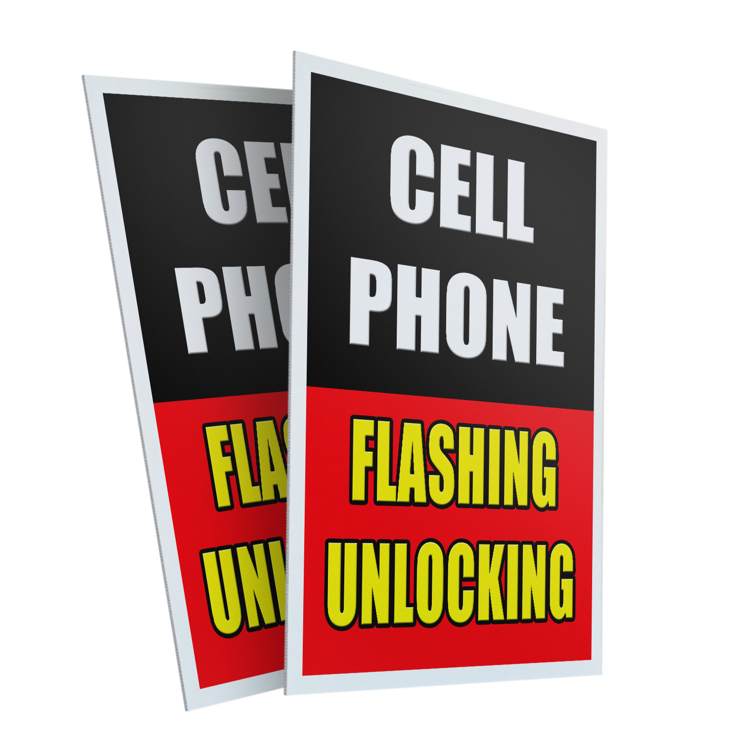Cell Phone Flashing Unlocking (2-PACK) 24" x 36" Plastic Signs | Sign ...