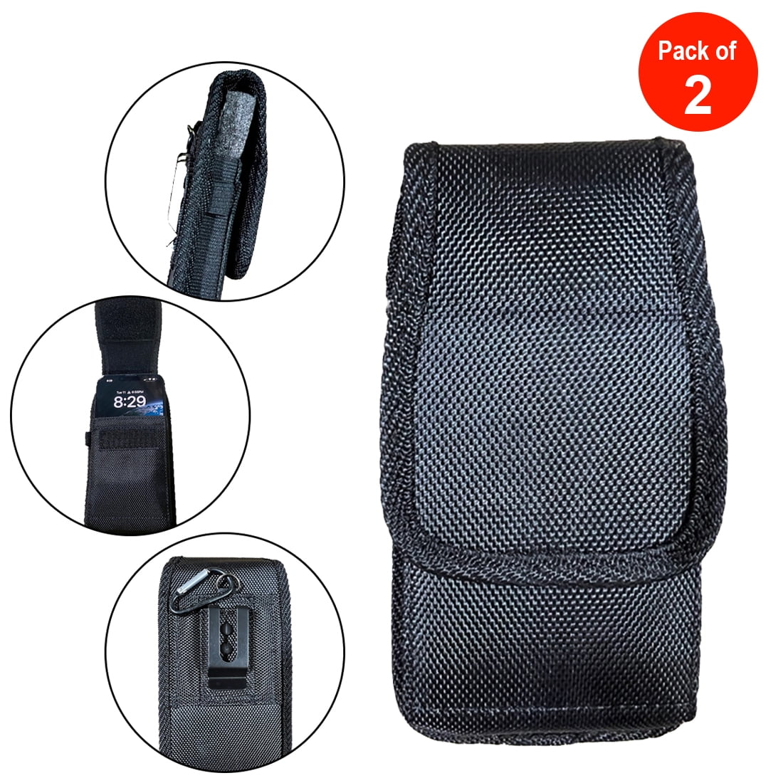 Cell Phone Holster Rugged Carrying Case Wallet Pouch w/ Metal Carabiner ...