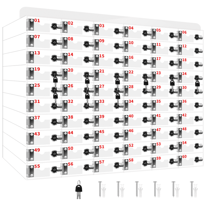 Cell Phone Locker, Waterproof Design, Organized Compartments, 60-Slot ...
