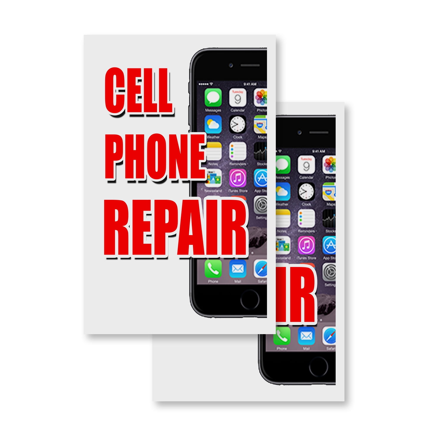 Cell Phone Repair (2-PACK) 24" x 36" Vinyl Decals | Sign Insert Peel ...