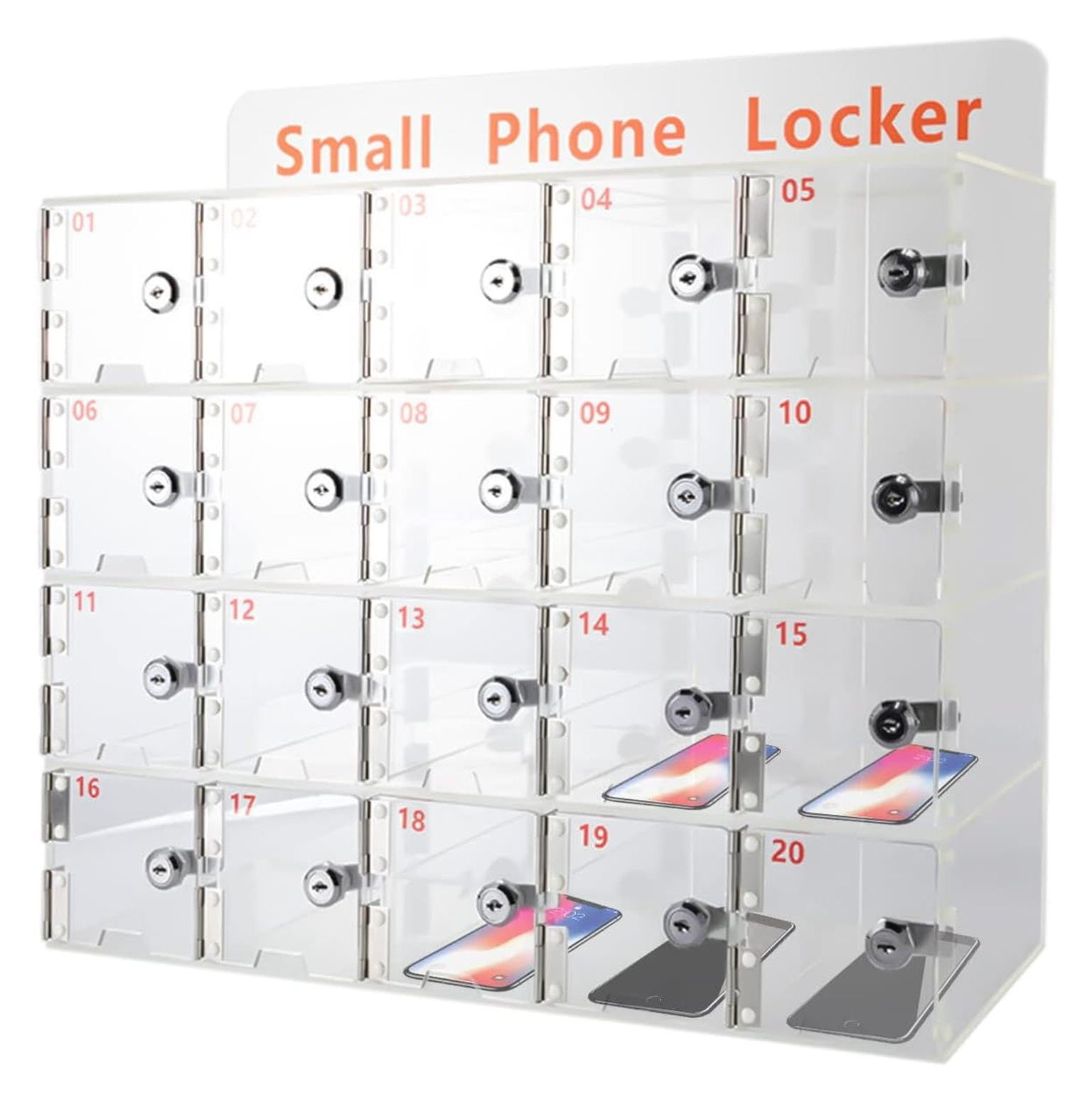 Cell Phone Storage Locker 20 Slots - Acrylic Lockable Box for Schools ...