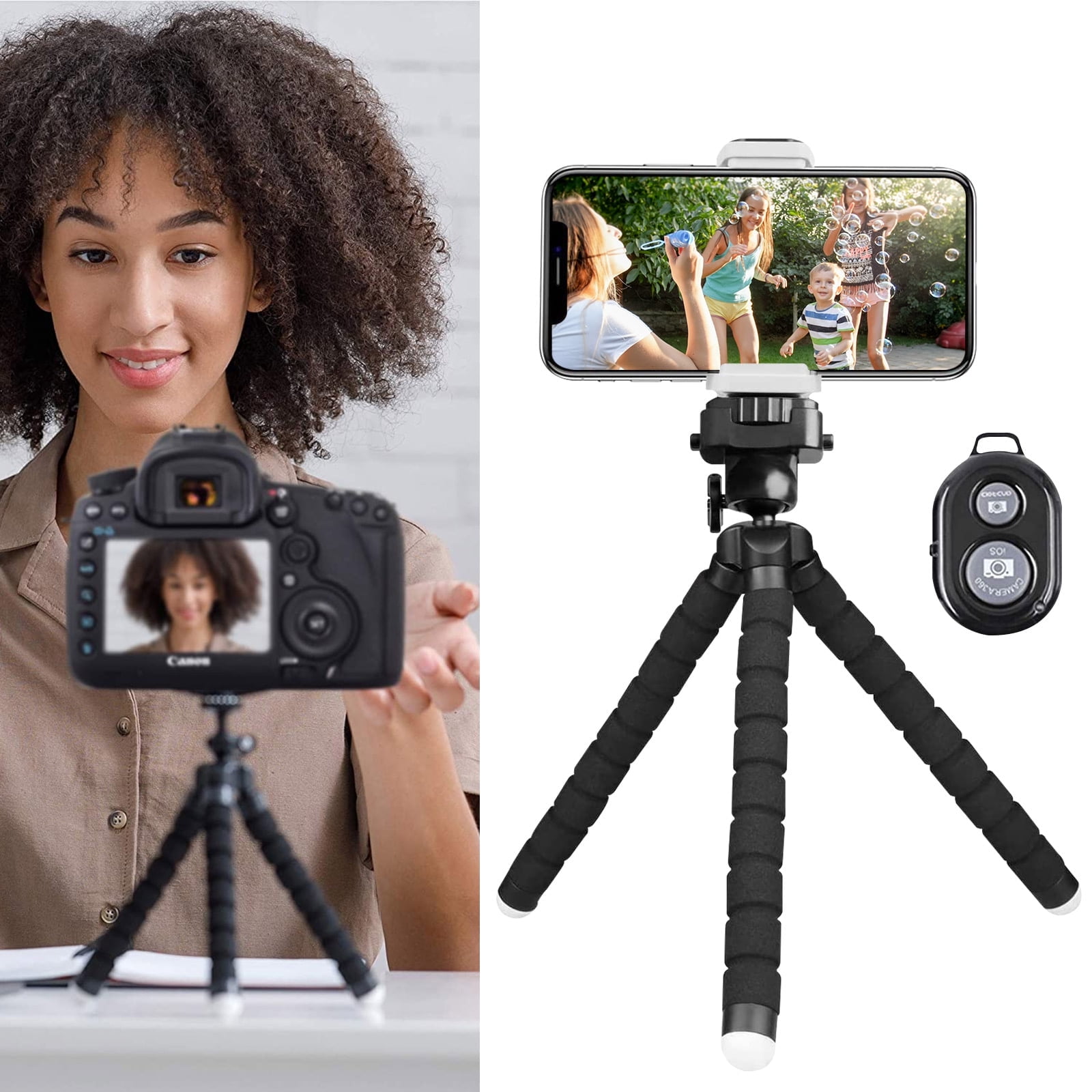 Cell Phone Tripod with Wireless Remote, Flexible Camera Tripod with ...