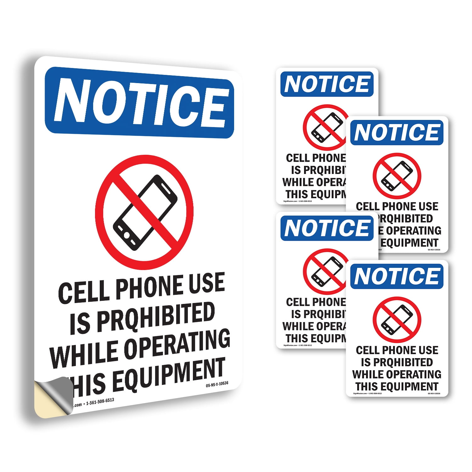 Cell Phone Use Is With Symbol OSHA Notice Vinyl Decal Label 24 Inch x ...