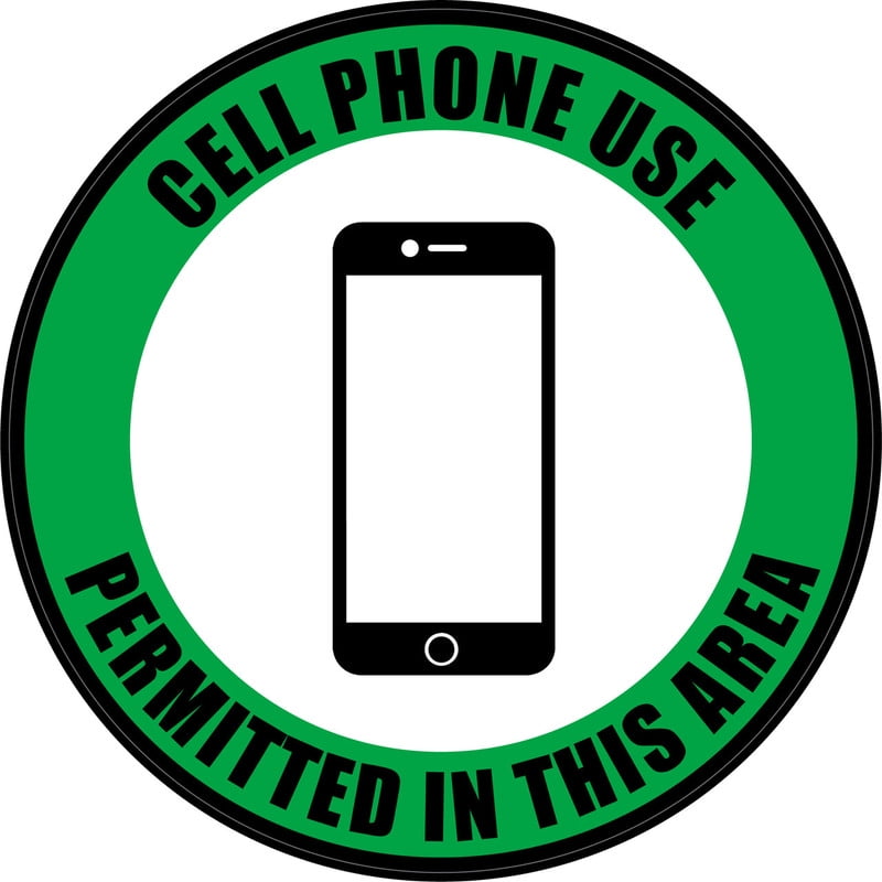 Cell Phone Use Permitted In This Area Green With Icon Circular Floor ...