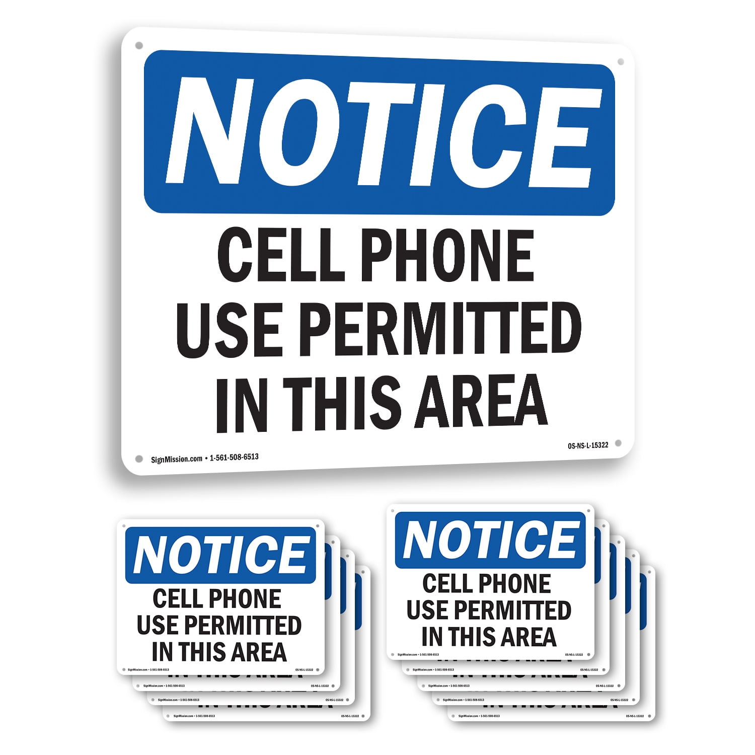 Cell Phone Use Permitted In This Area OSHA Notice Aluminum Sign 24 Inch ...
