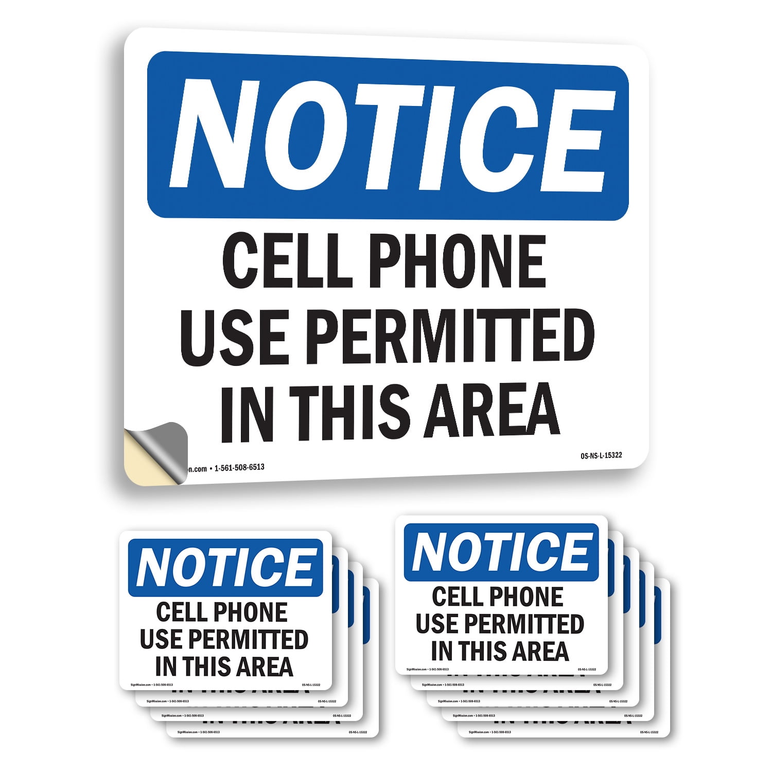 Cell Phone Use Permitted In This Area OSHA Notice Vinyl Decal Label 10 ...