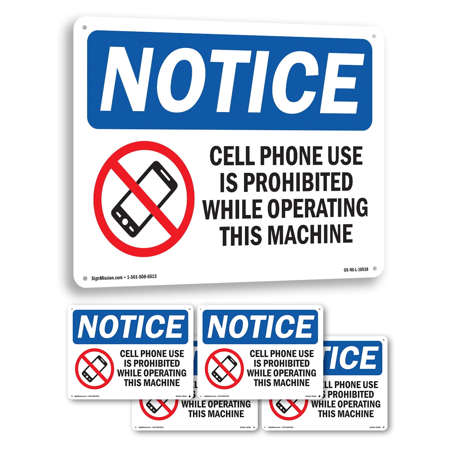 Cell Phones Prohibited Any Violations OSHA Notice Rigid Plastic Sign 18 ...