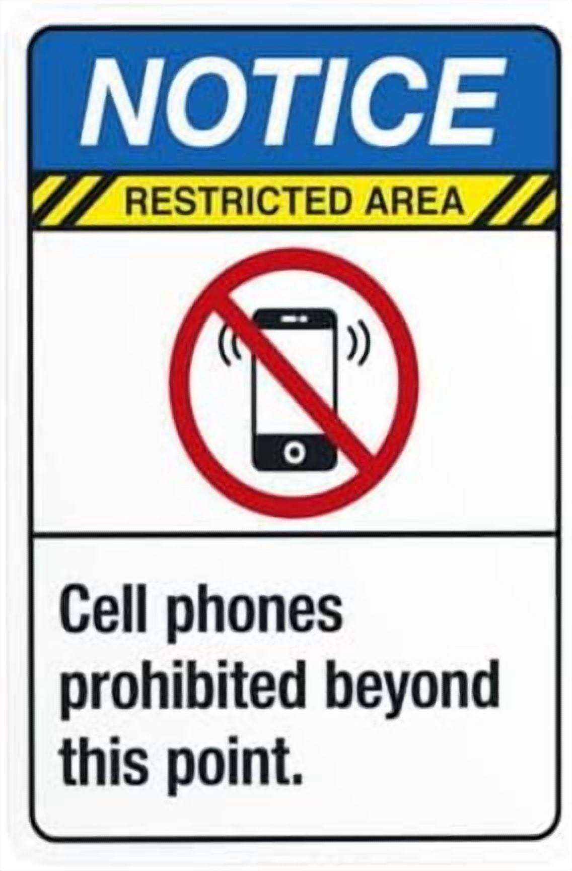 Cell Phones Prohibited Beyond This Point Warning Sign, Metal Signs for ...