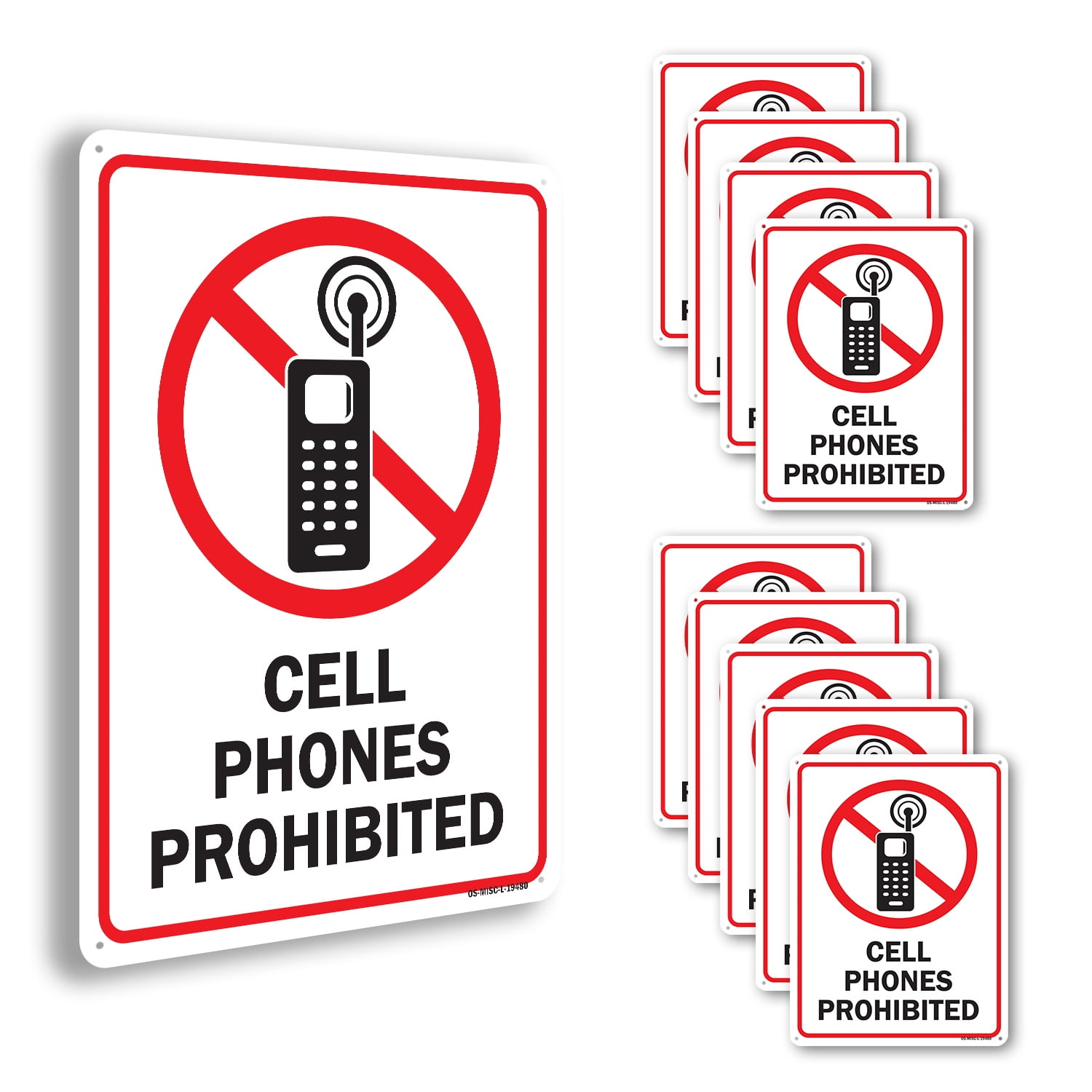 Cell Phones Prohibited OSHA Rigid Plastic Sign 24 Inch x 18 Inch - 10 ...