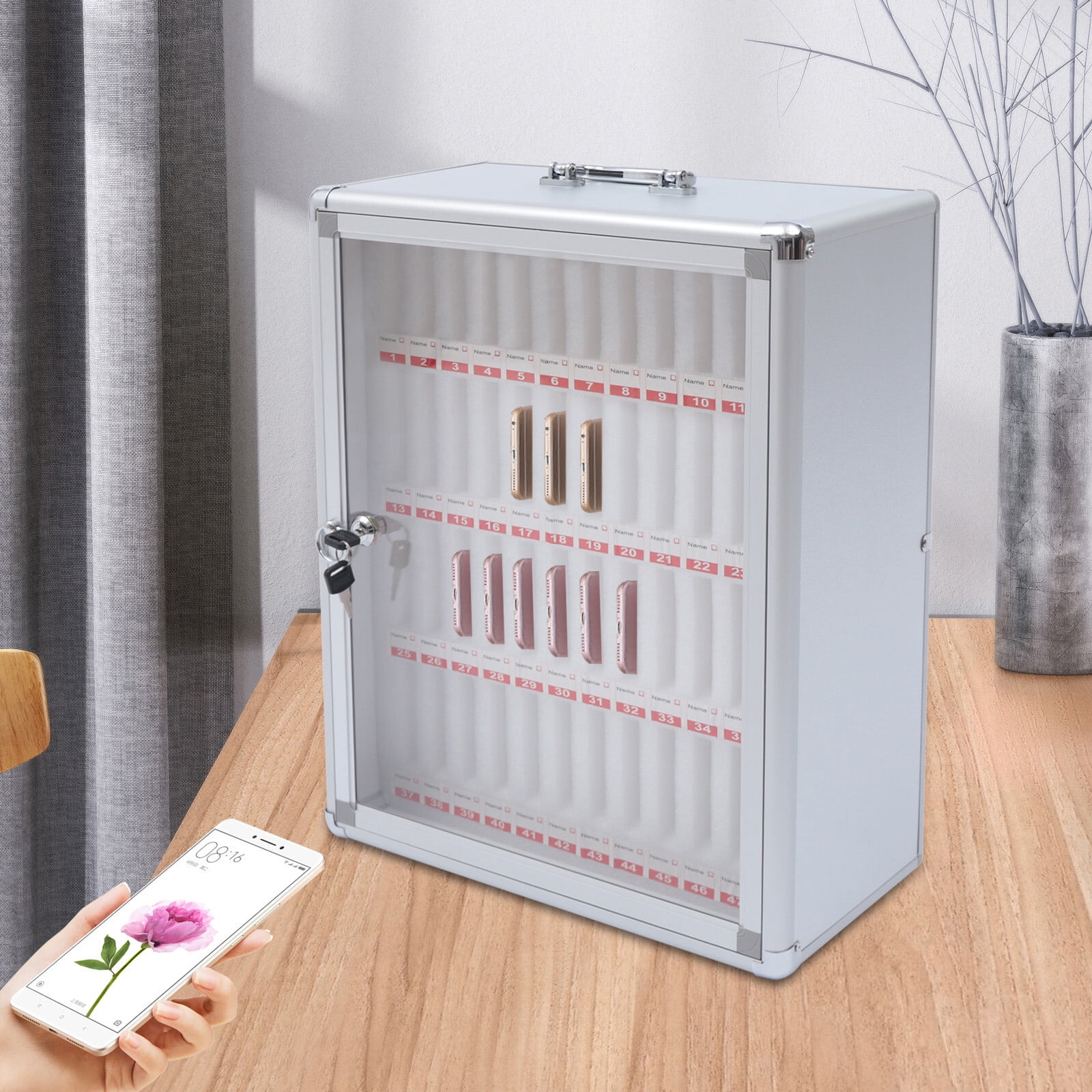 Cell Phones Storage Cabinet WallMounted Pocket Chart Storage Locker Box ...
