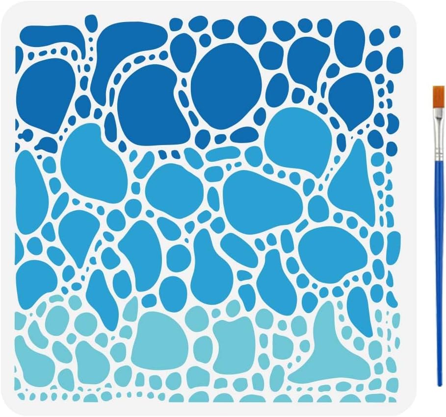 Cell Theory Stencil with a Paint Brush 11.8x11.8Inch Cell Patterns ...