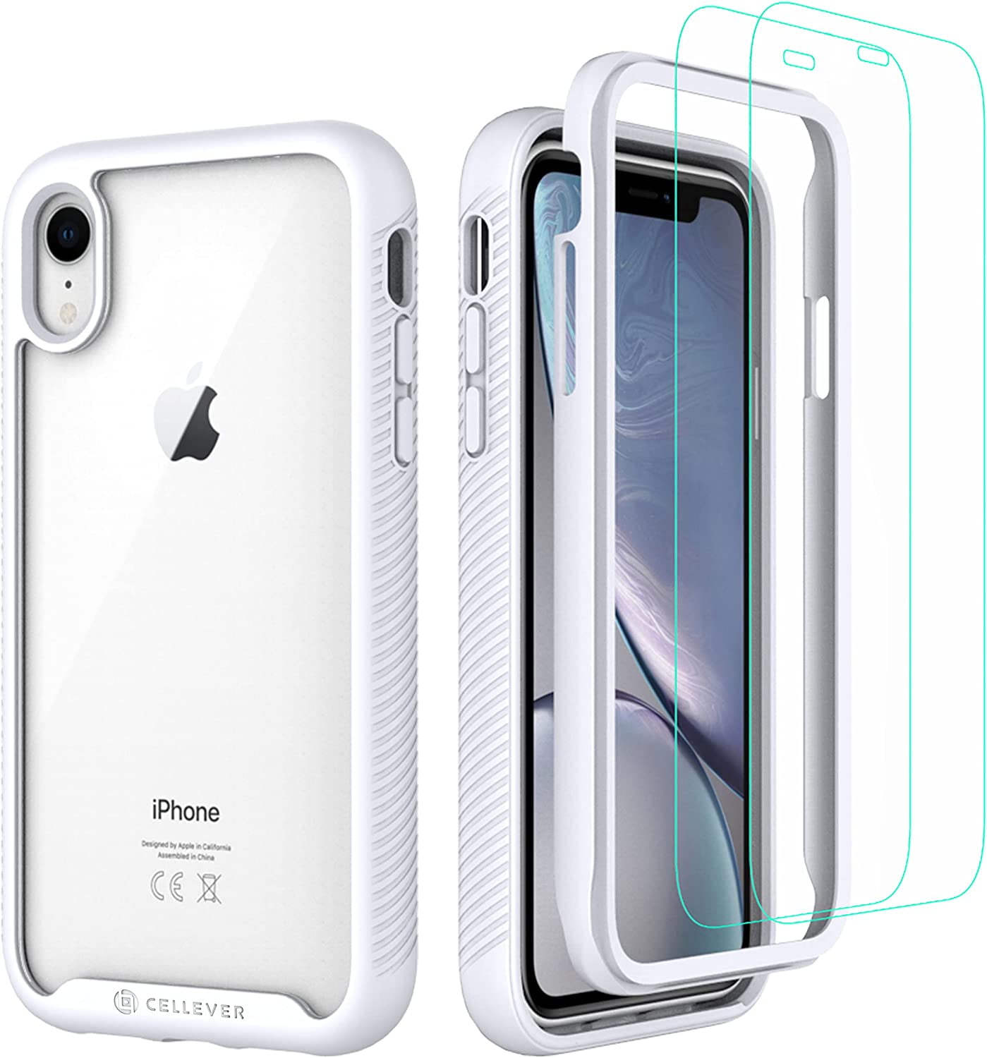 CellEver iPhone XR Clear Case with Hard Back, TPU Bumper, and 2 9H ...