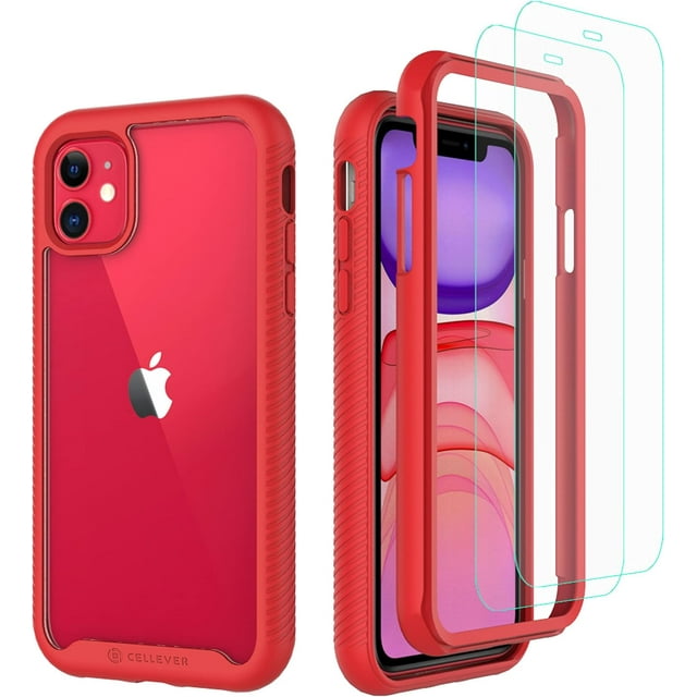 CellEver iPhone 11 Red Case, Full Body Protection, Anti-Slip TPU, 2 ...