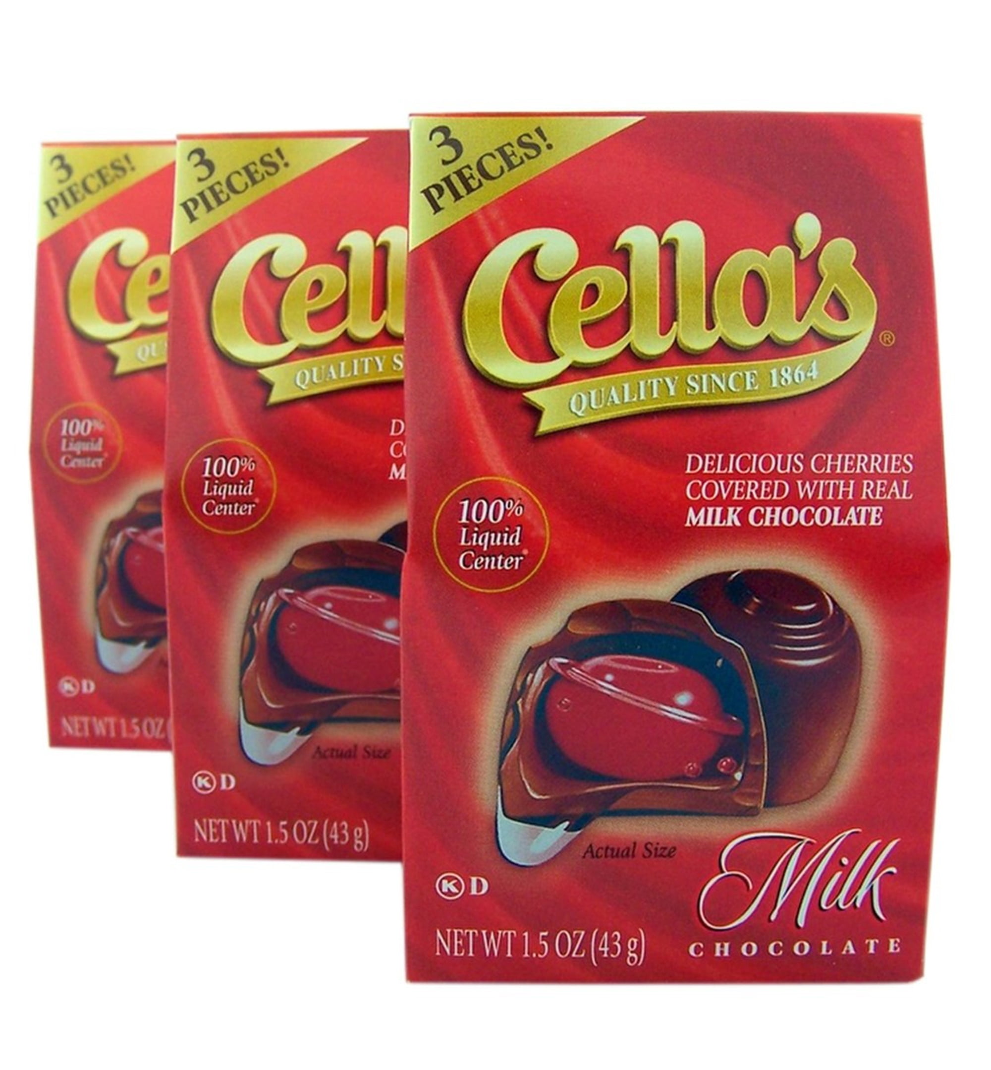 Cella's Milk Chocolate Covered Cherries - 3 Piece Mini Box - Walmart.com