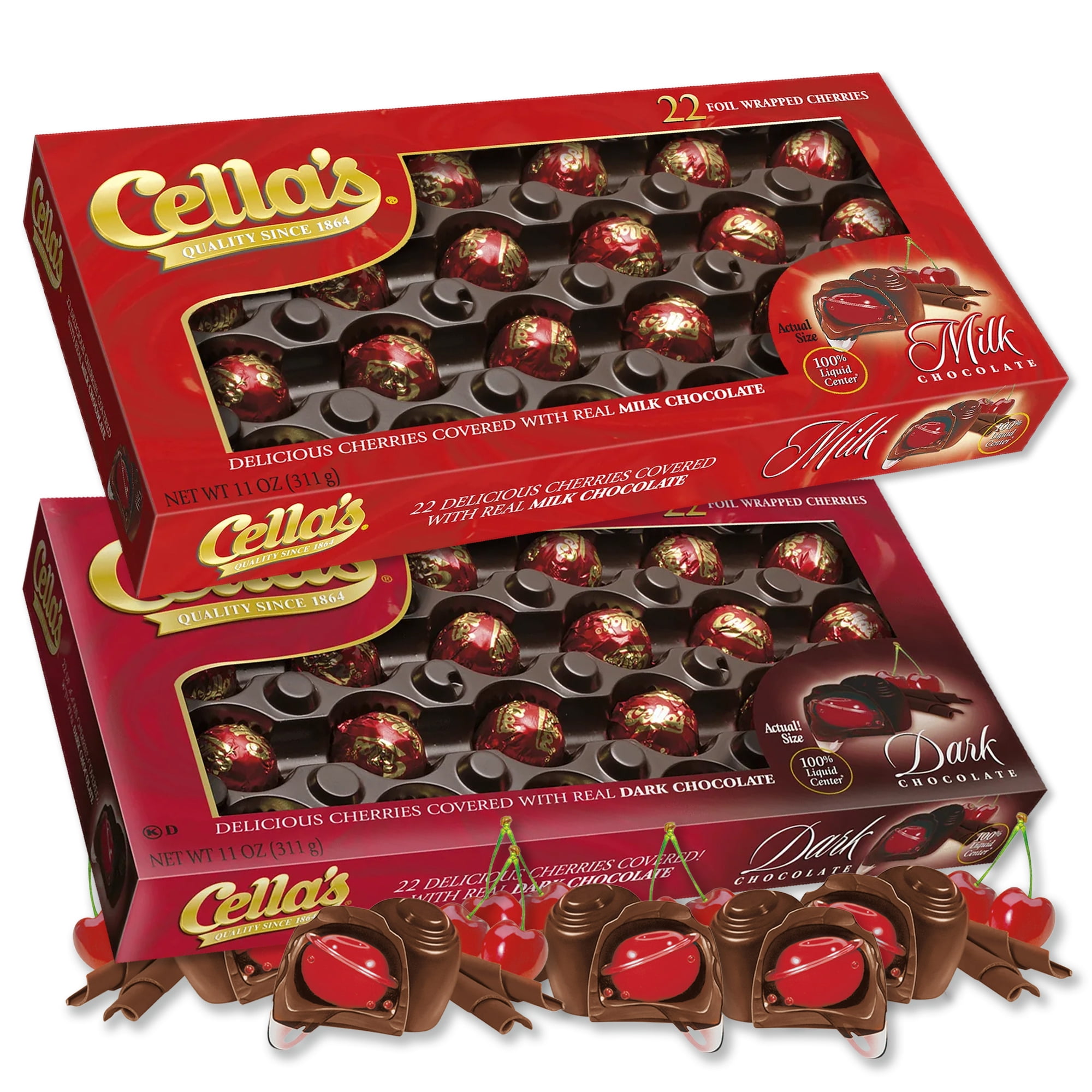 Cella's Milk Chocolate and Dark Chocolate 11oz Gift Box Variety Pack 1 ...