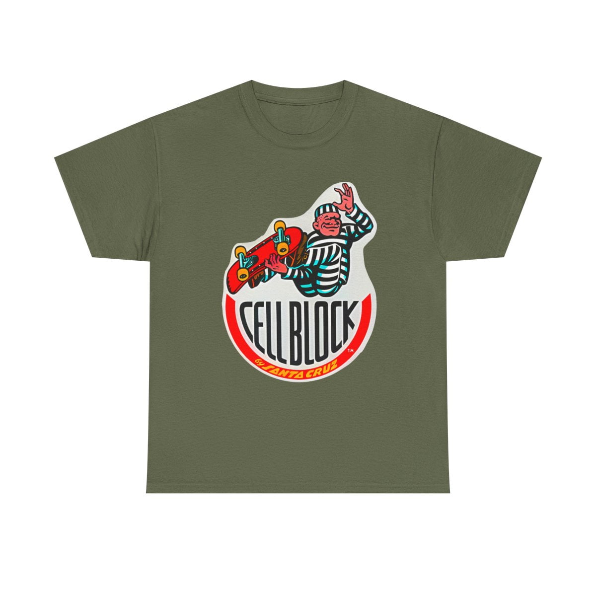 Cellblock Skateboard T-Shirt Santa Cruz CA Retro Vintage Design ...