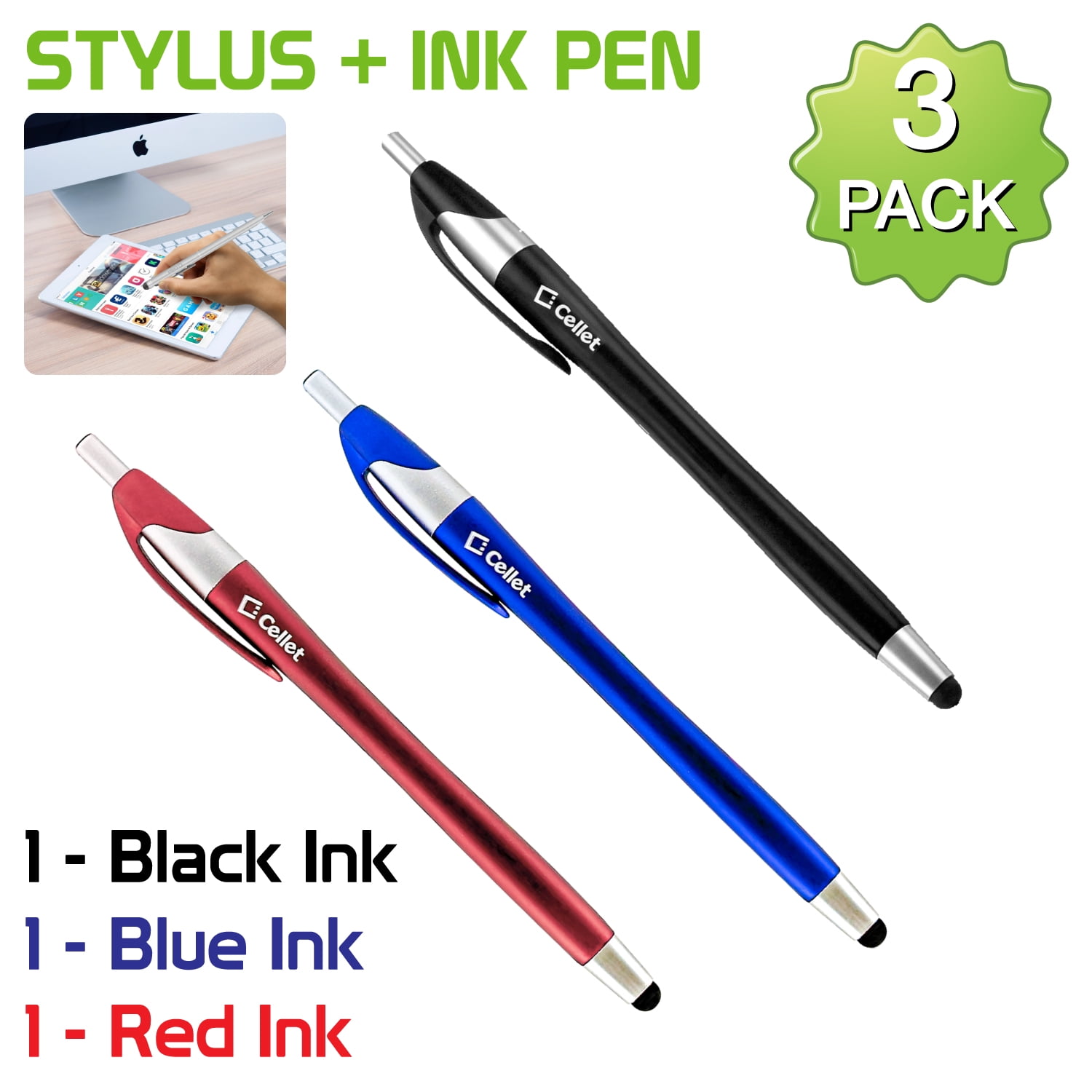 Cellet 2-in-1 Stylus and Ink Pen for iPads, Tablets, Smartphones and ... Cellet 2-in-1 Stylus and Ink Pen for iPads, Tablets, Smartphones and ...