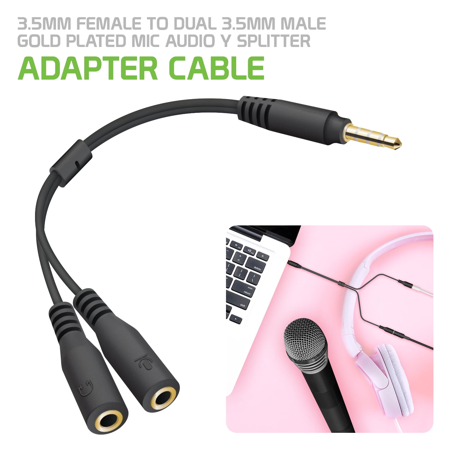 Cellet 3.5mm Stereo Audio Aux Cable Splitter for Stereo, iPods, MP3 ...