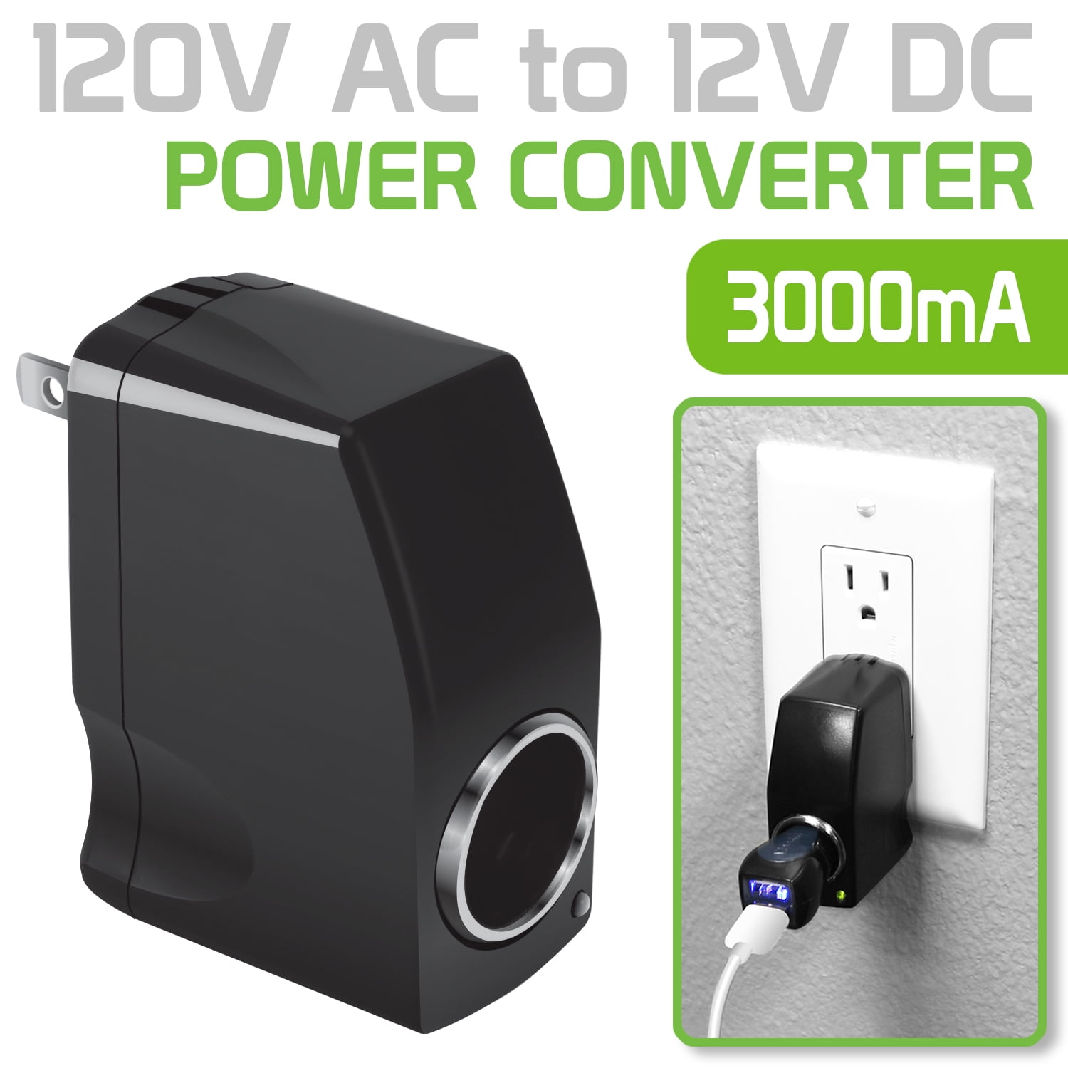 Cellet 3000mA Wall to DC Car Cigarette Lighter Port Power Converter ...