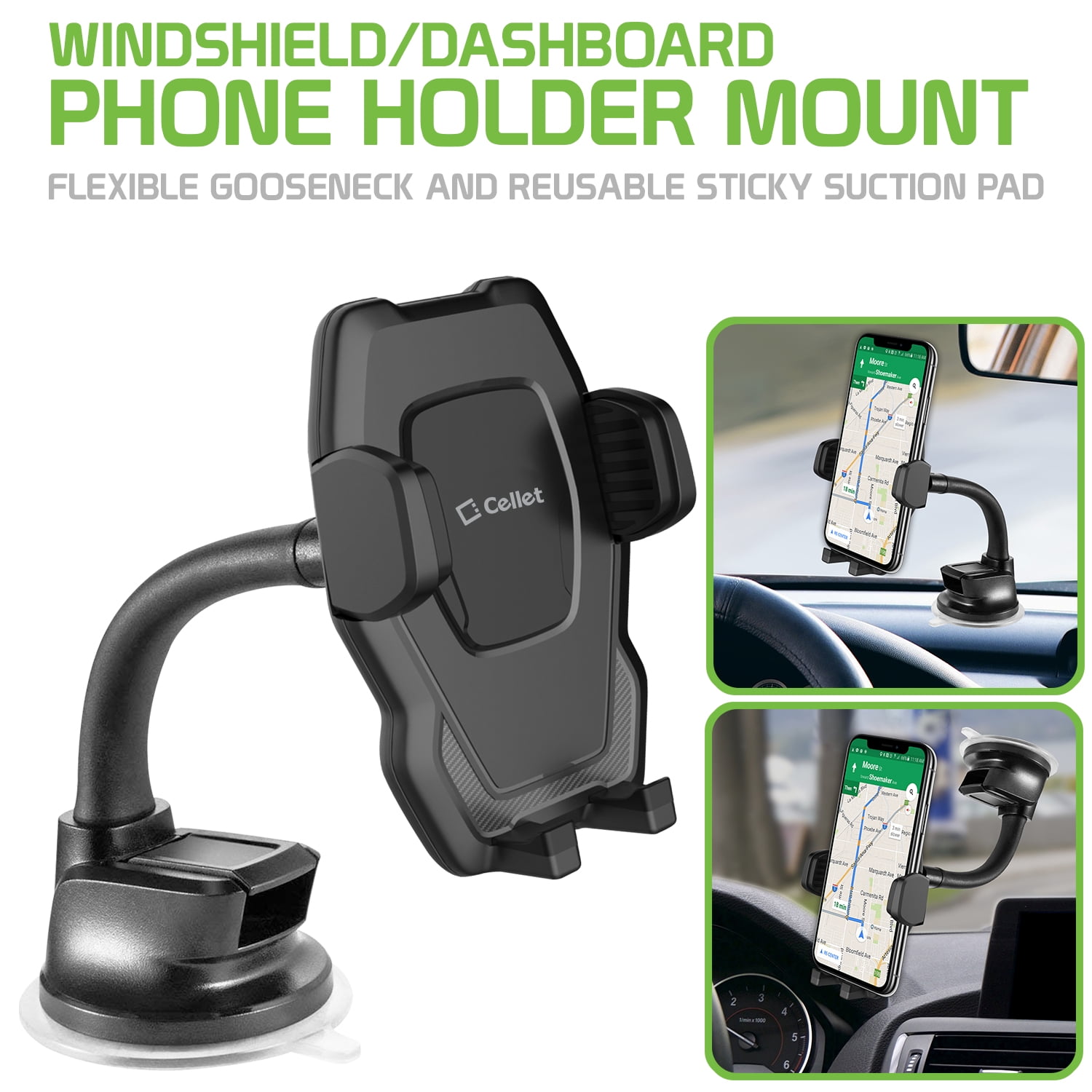 Cellet Goose-Neck Dashboard & Windshield Mount Car Cradle SmartPhone ...