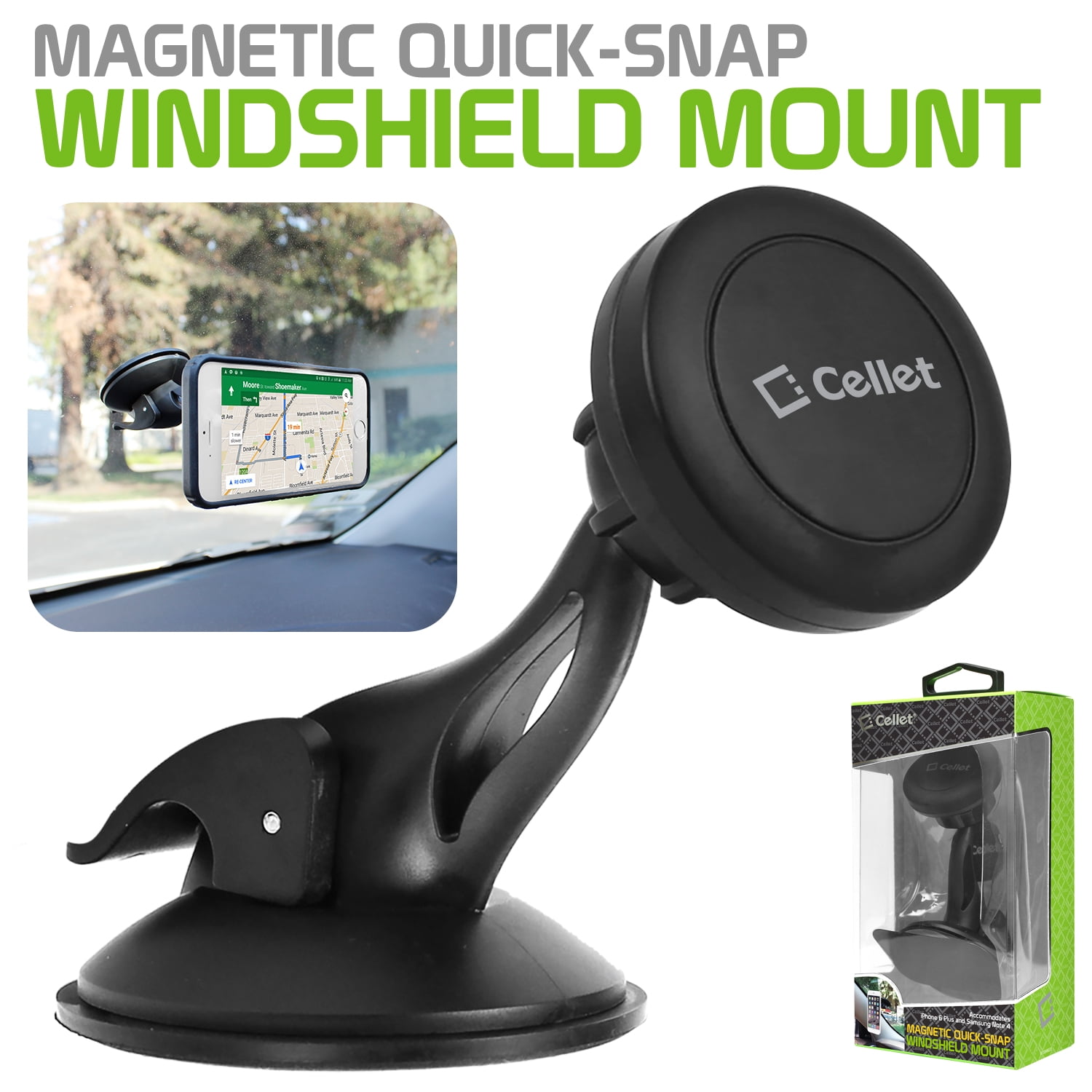 Cellet Magnetic Quick-Snap Windshield Mount for Smartphones / Small ...