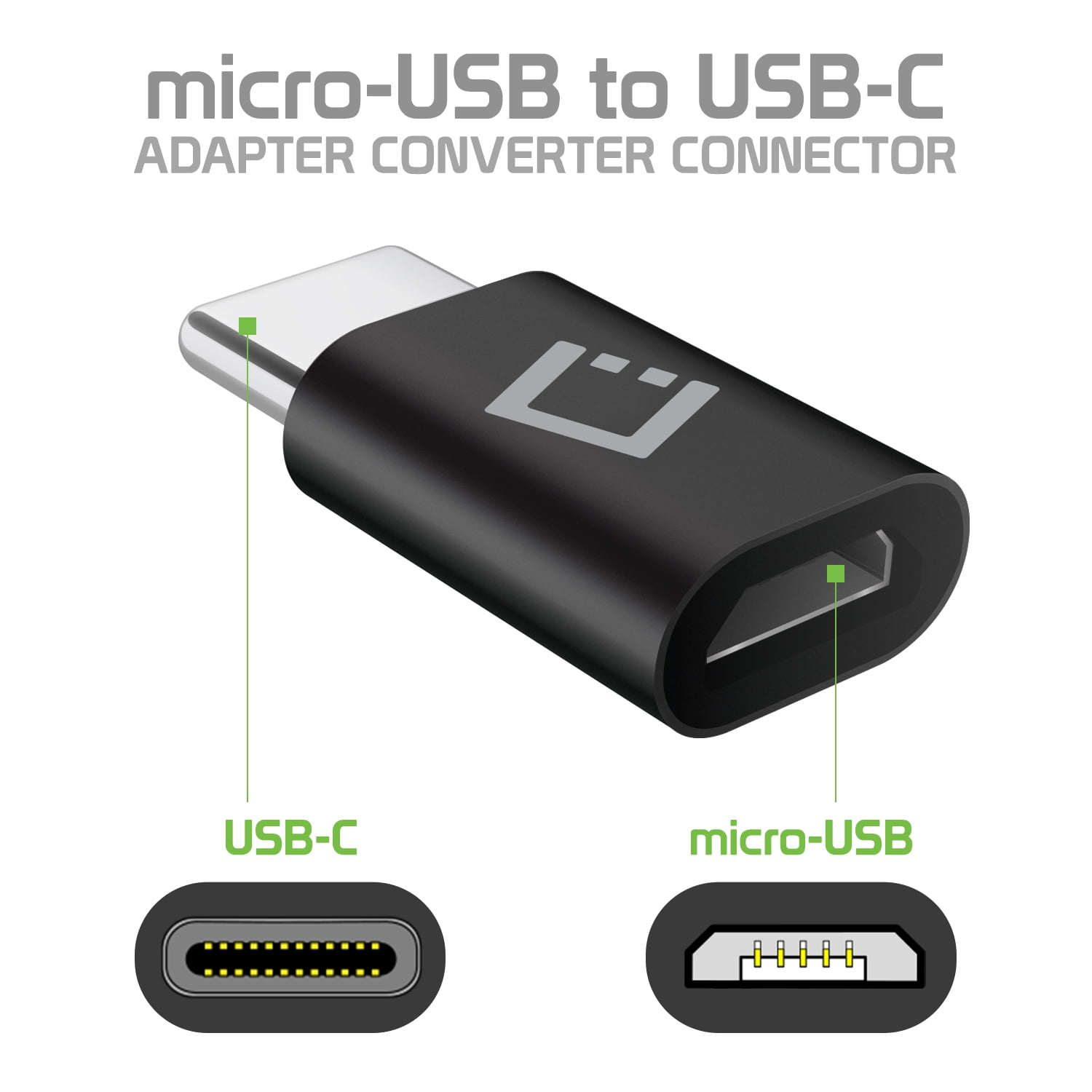 Cellet micro-USB to USB-C Adapter Converter Connector - Black - Walmart.com