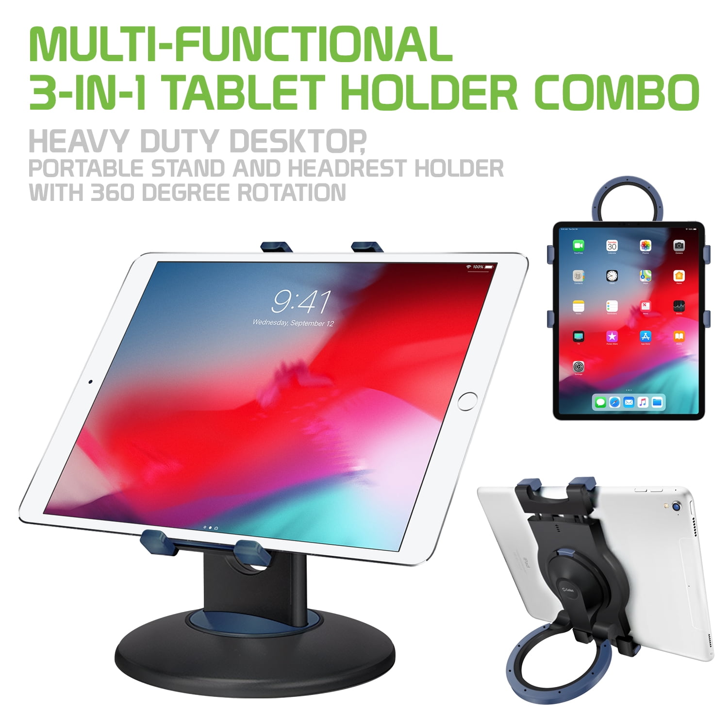 Cellet Multi-functional 3-in-1 Tablet Holder Combo Heavy Duty Desktop ...