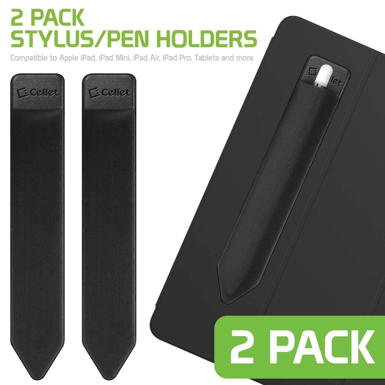 Cellet 2-Pack Stylus Pen Holder, Elastic Sleeve with 3M Adhesive Back ...