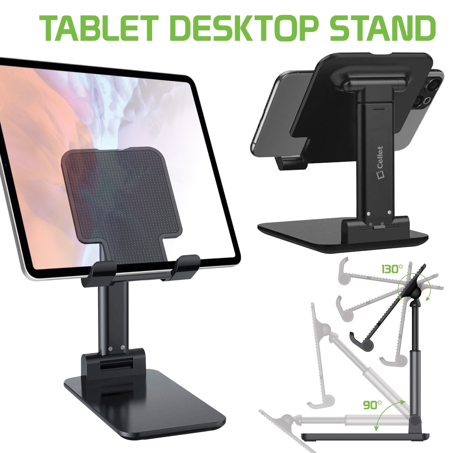 Cellet Tablet Desktop Stand, Foldable Heavy Duty Adjustable Smartphone ...