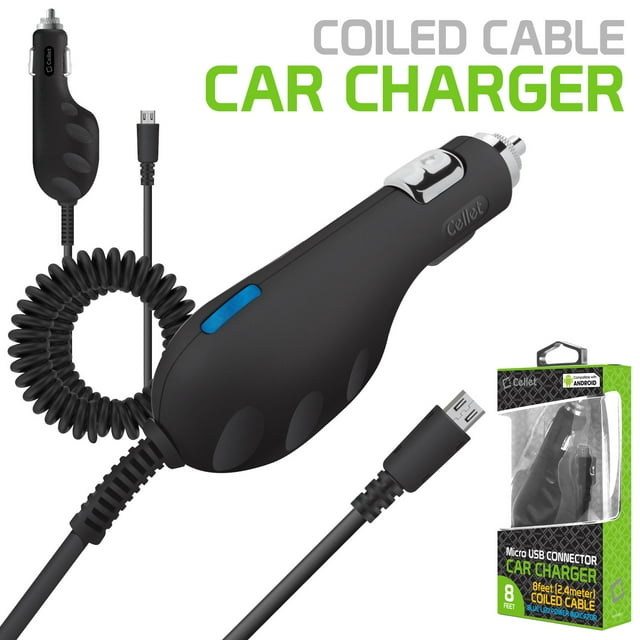 Cellet micro USB Vehicle Car Super Charger with Attached Coil Cable for ...