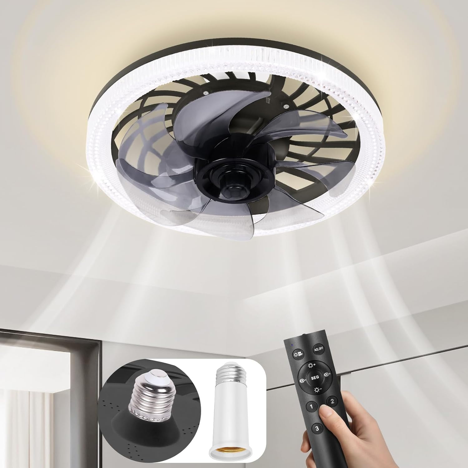 Celling Fan With Light And Remote, 12In Celling Fan With Lights - 144 ...