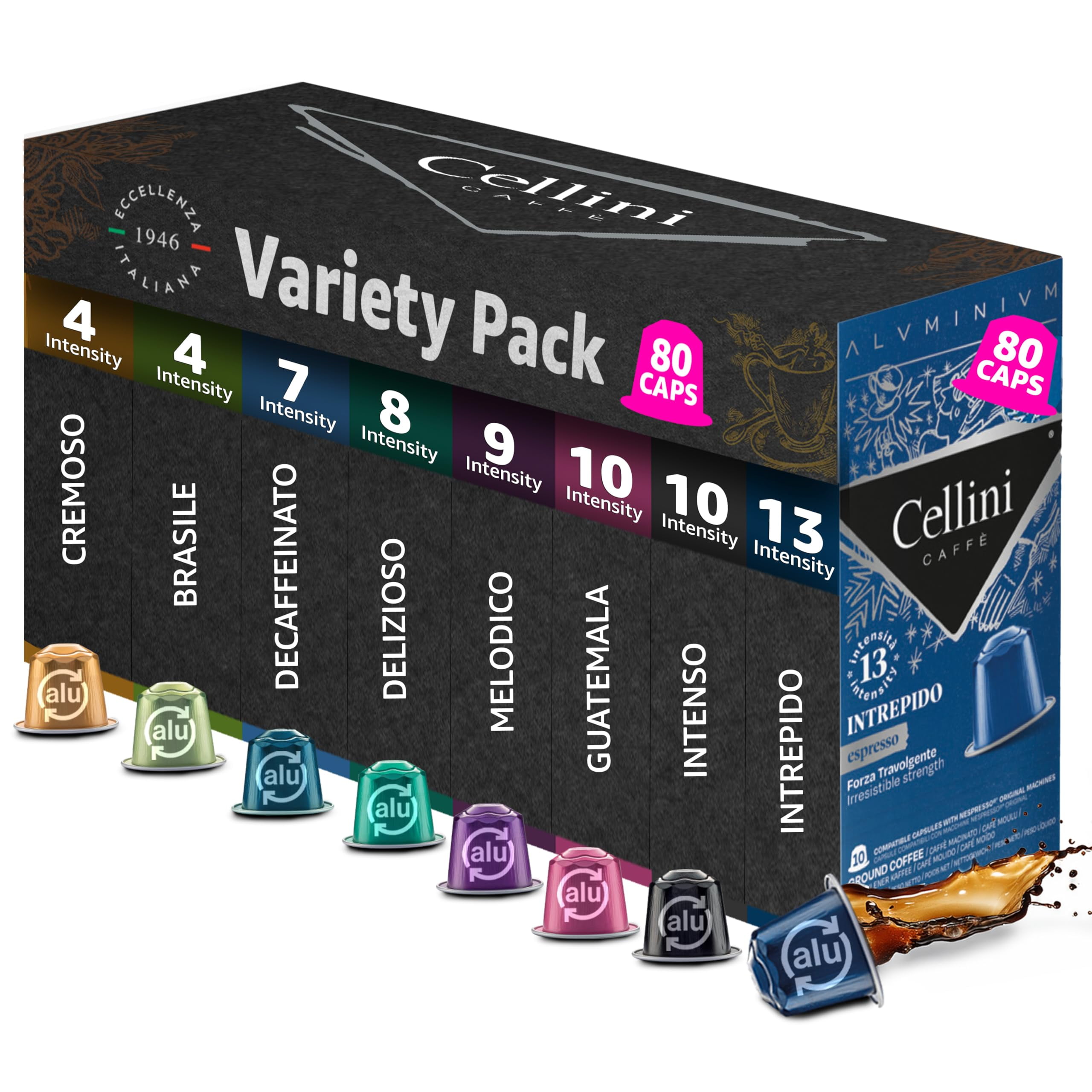 Cellini Caffè Mixed Variety Aluminum Nespresso Pods, 8 Distintive ...