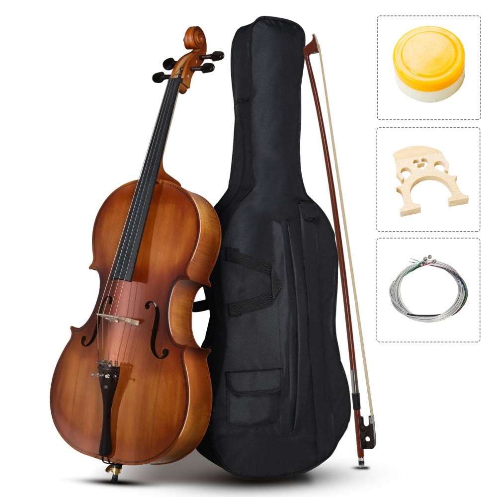 Cello 4/4 Full Size, Wood Acoustic Cello with Portable Bag, Bow, Rosin ...
