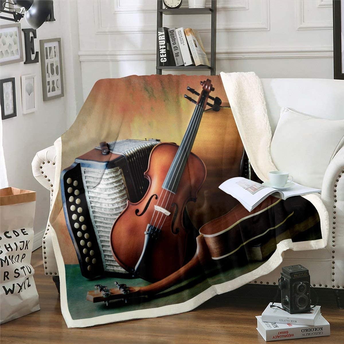 Cello Blanket Accordion Fleece Sherpa Blanket for Bed Couch Chair Ultra ...