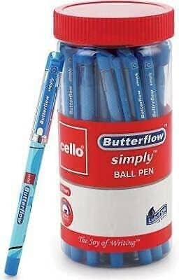 Cello Butterflow Ball Pens (25 Pens Jar - Blue) | Lubriflow ink system ...