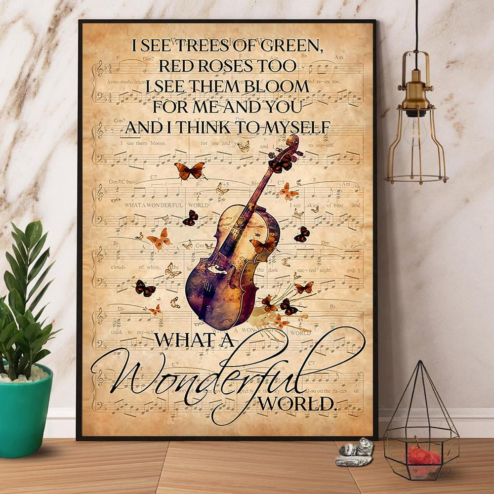 Cello Butterfly What A Wonderful World Paper Poster No Frame Matte Wall ...