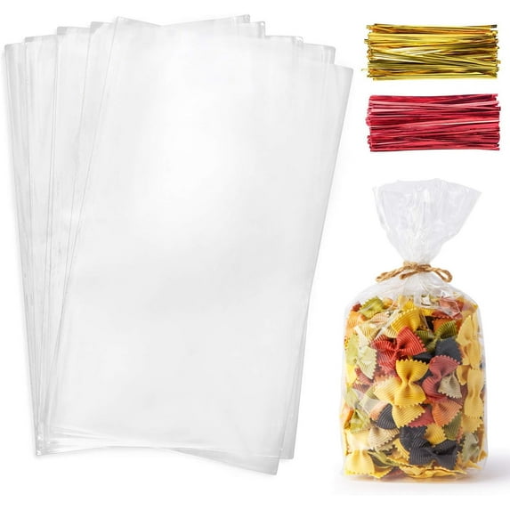 Cello Cellophane Treat Bags,200 Pieces 7x13 Inches Clear Plastic Gift ...