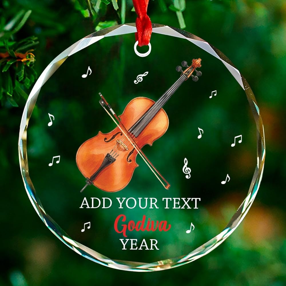 Cello Design Glass Christmas Ornament for Tree, Heirloom 2025, Festival ...