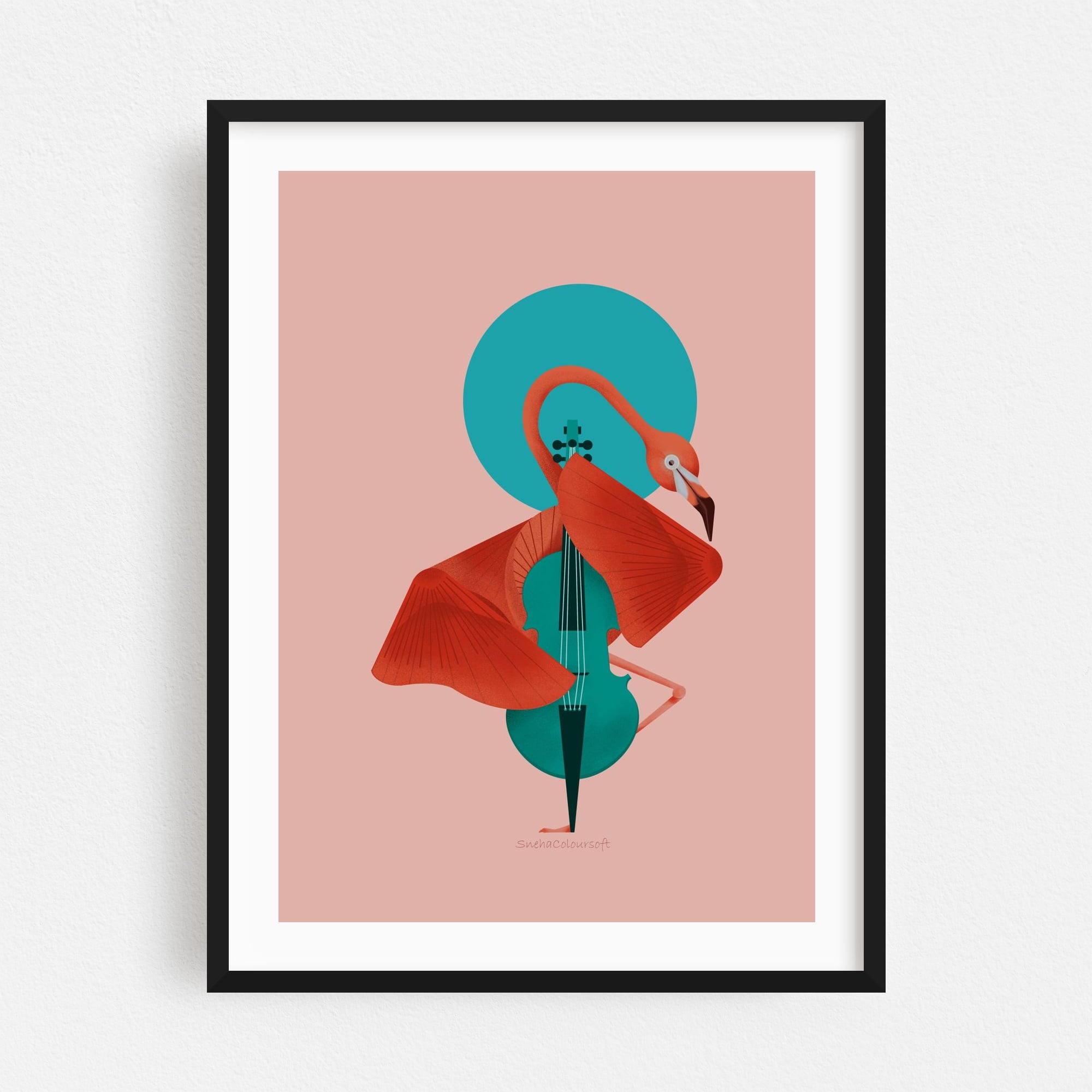 Cello Flamingo - Photography Flamingo Surrealism Modern Art Geometric ...
