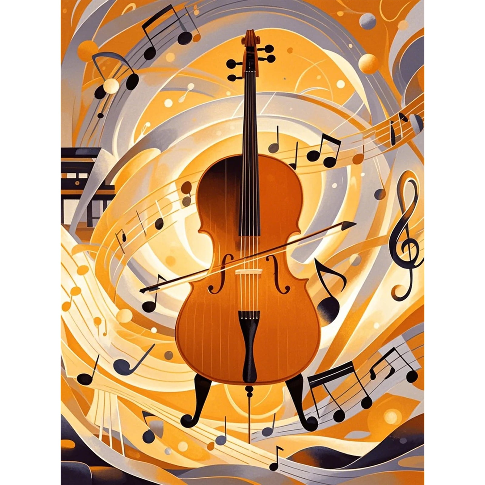 Cello with Music Notes Diamond Painting DIY Kit 5D Diamond Art Full ...