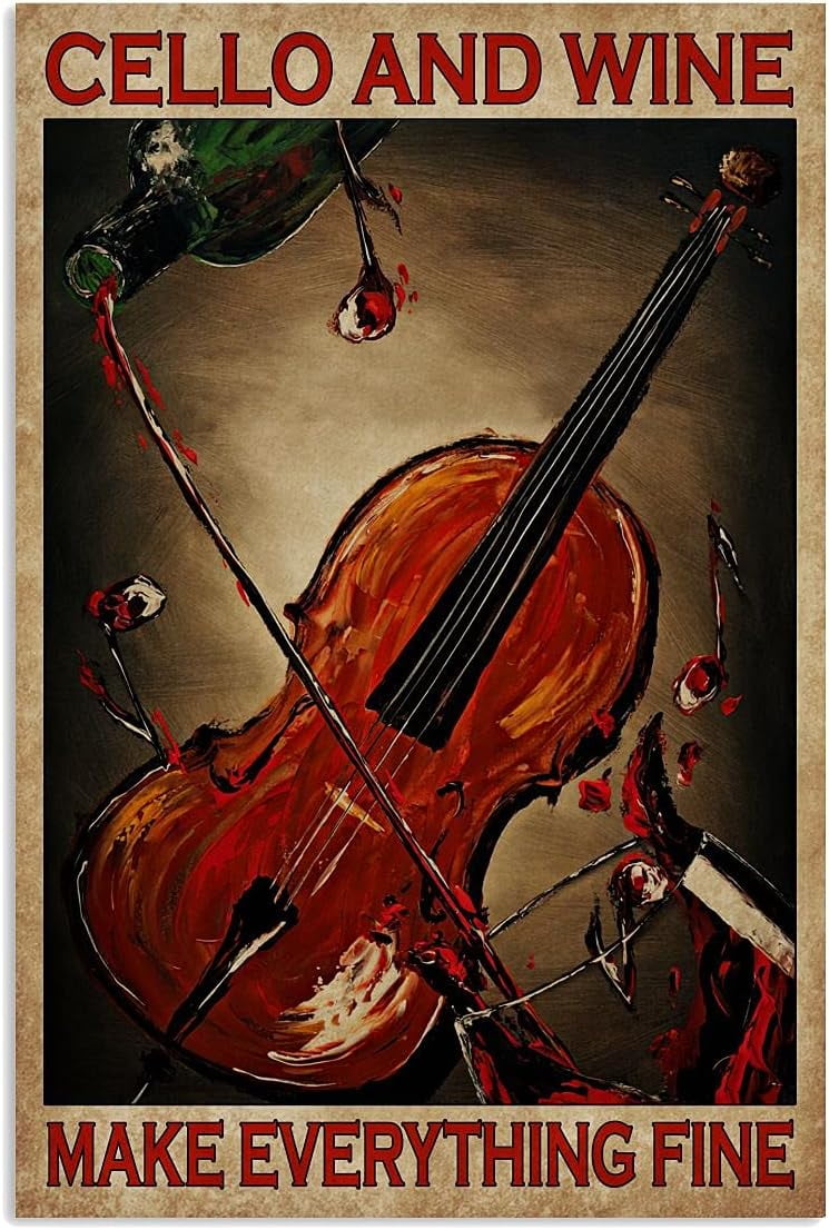 Cello Retro Metal Posters Wine Vintage Tin Sign Cello And Wine Make ...