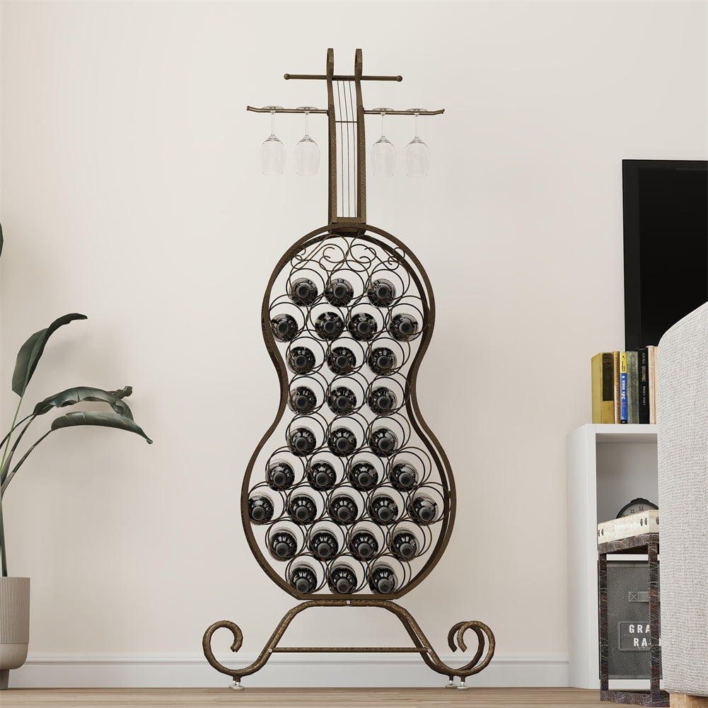 Cello Shape Wine Bakers Rack, 32-Bottle Freestanding Wine Rack With ...