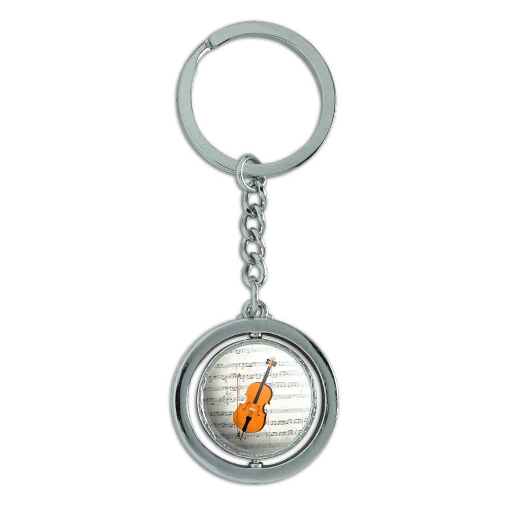 Cello Sheet Music Notes Treble Clef Spinning Circle Metal Keychain ...