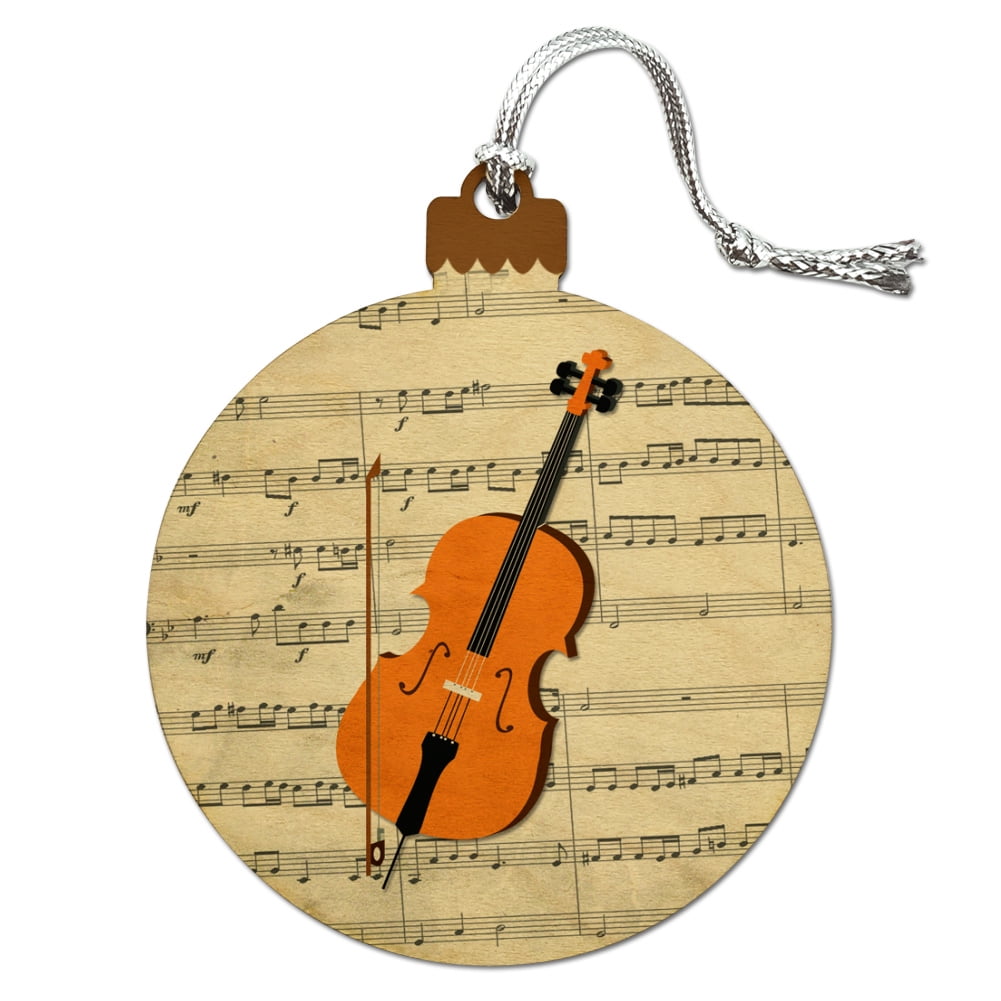 Cello Sheet Music Notes Treble Clef Wood Christmas Tree Holiday ...