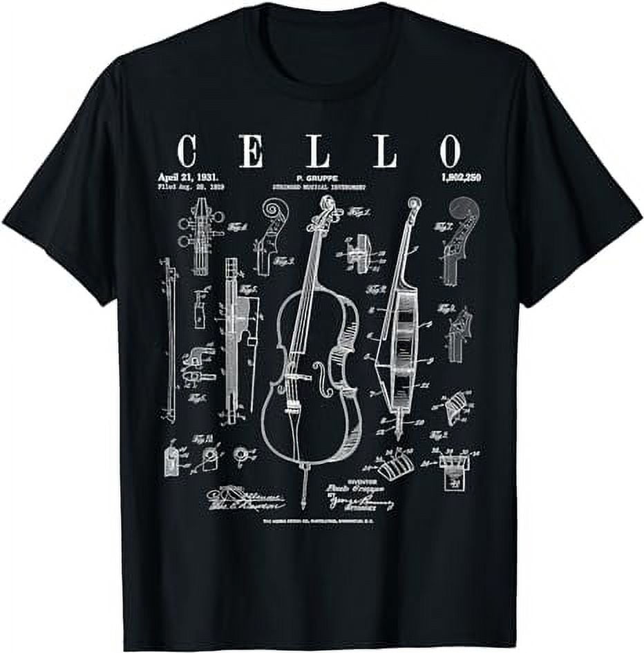 Cello Vintage Patent Cellist Drawing Print T-Shirt - Walmart.com