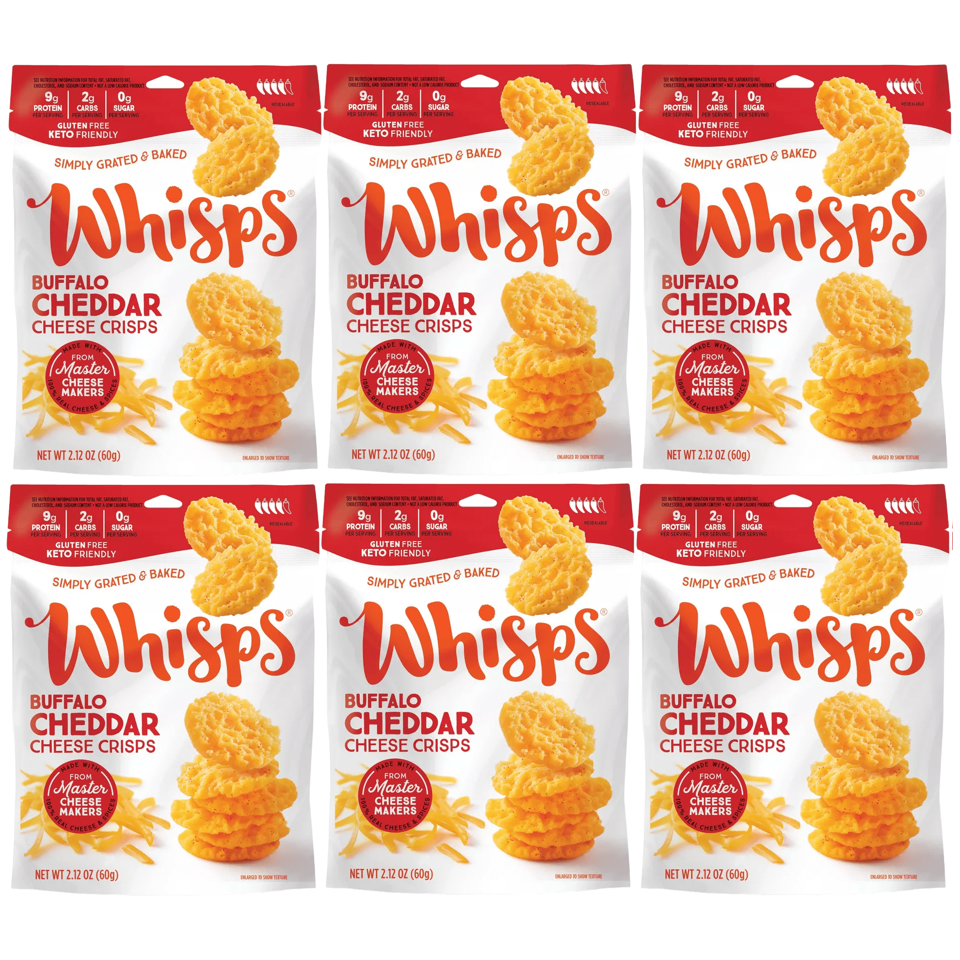 Cello Whisps Cheese Crisps - Buffalo Cheddar (2.12 oz) Size: 6 Bags ...