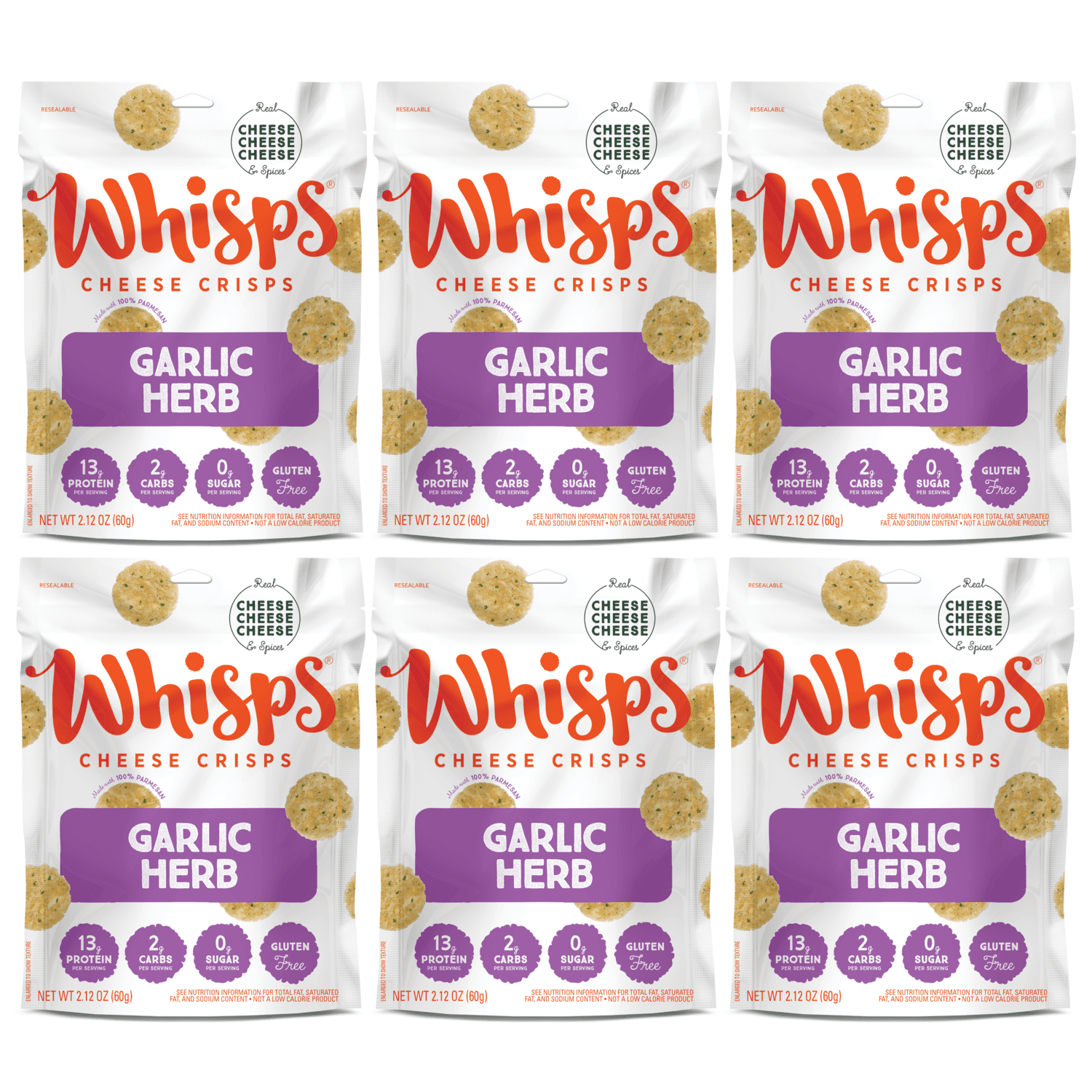 Cello Whisps Cheese Crisps - Garlic Herb (2.12oz) Size: 6 Bags ...